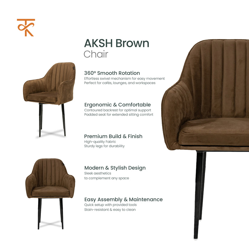 Aksh Velvet Swivel Accent Chair - Premium Lounge Chair for Living Room ...