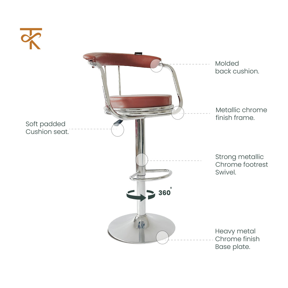 KBC Bar Chair – Adjustable High Barstool with 360° Swivel, Leatherette ...