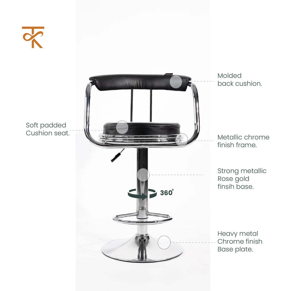 KBC Bar Chair – Adjustable High Barstool with 360° Swivel, Leatherette ...