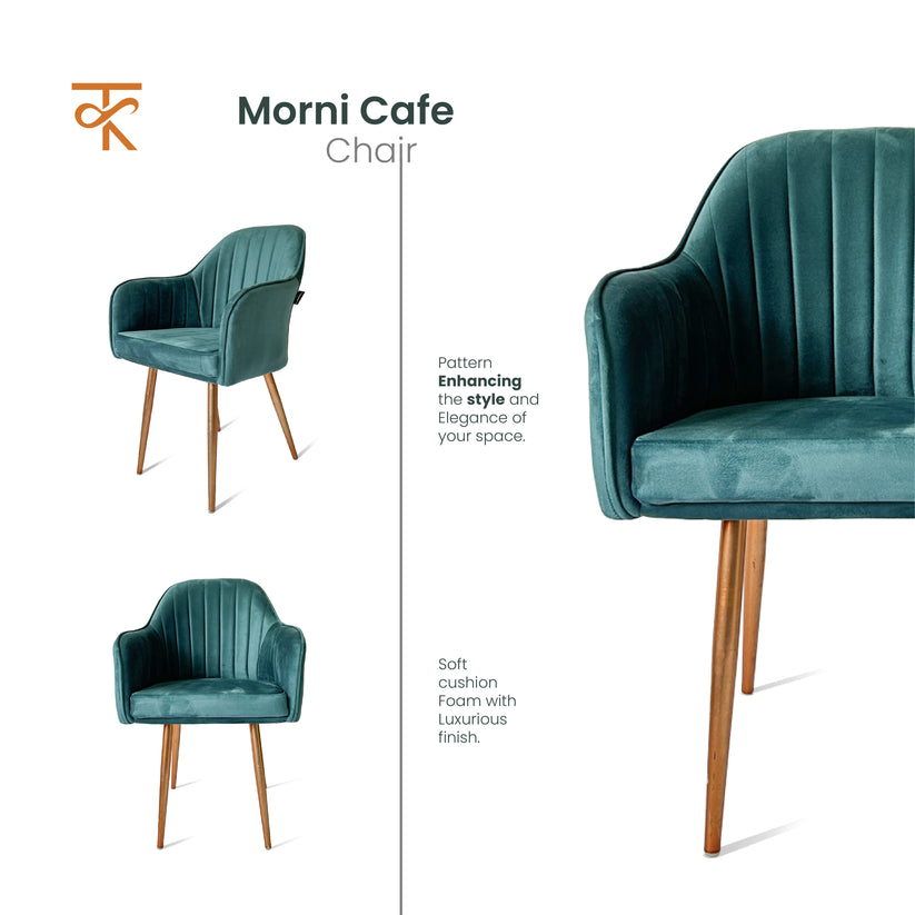 Morni Cafe Chair - Stylish Velvet Fabric with Cushioned Seat, for Home ...